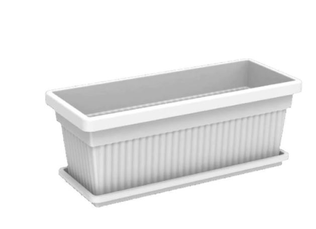 Plastic Rectangular Planters White - Plantssouq